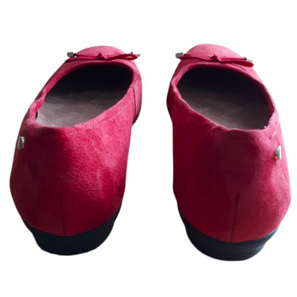 Clarks | Shoes | Clarks Red Suede Candra Flats Bow Preppy Career Shoes ...
